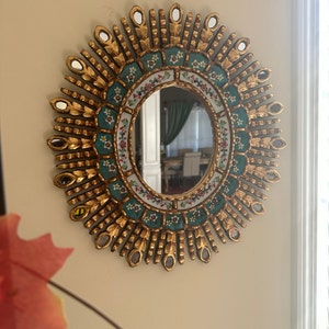 Blue and White Painted Glass Arch Mirror, Spanish Arch Mirror, Peruvian ...