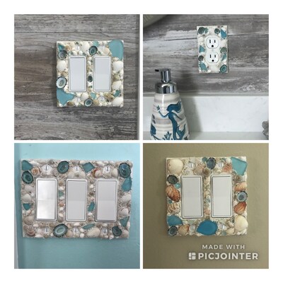 Seashell Light Switch Plate Cover Triple Rocker Plate Cover Neutrals - Etsy