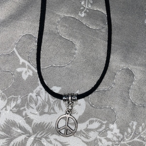 Peace Sign Choker Cord Choker Peace Sign Necklace Charm | Etsy