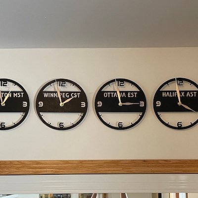 Time Zone Wall Clock, City/state/country Sign, World Clock Height 5 ...