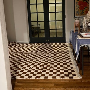 Home Décor Area Rug, Checkered Rug Runner, Moroccan Rug Large ...