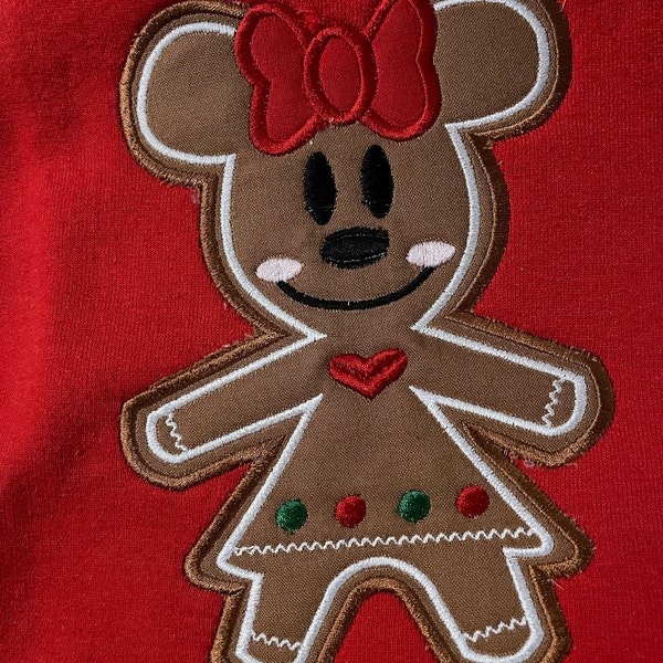 Minnie Mouse Gingerbread Cookie Applique Digital Embroidery Machine ...