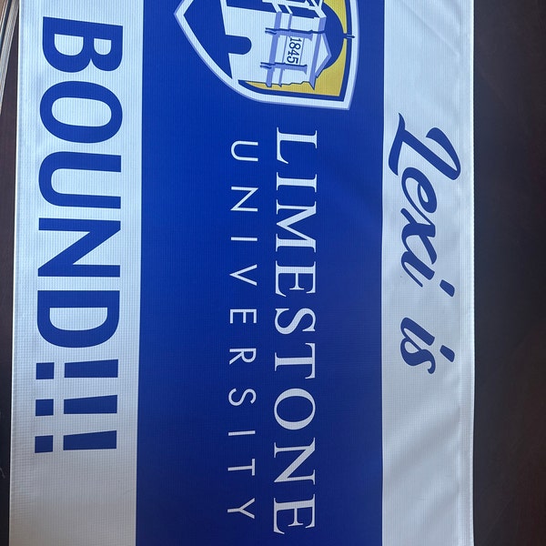 Personalized College Bound Banner Sign - 13 Oz College Logo Sign ...