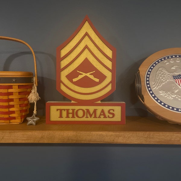 USMC Marine Corp Enlisted Rank Standing Name Plate - Military Promotion ...