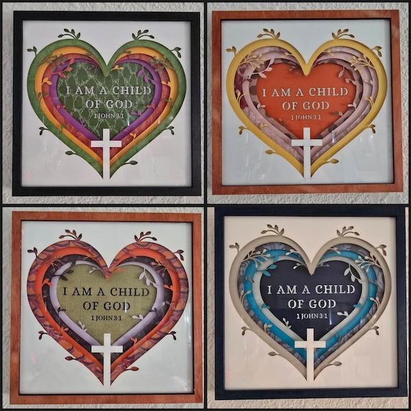 3D Child of God Heart Shadow Box, Christian Shadow Box, Religious Svg ...