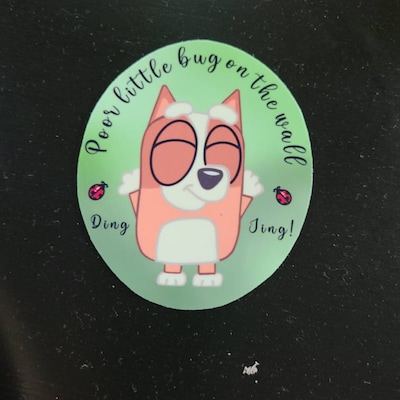 Bluey Bingo Cute Poor Little Bug on the Wall Ding Jing Vinyl Waterproof ...