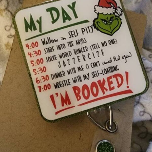 Mean One Schedule Badge Reel, My Day ID Holder, Funny Christmas Badge ...