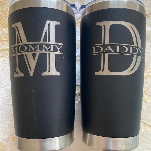 Personalized Initial YETI Tumbler: Laser Engraved 20 Oz Stainless Steel ...