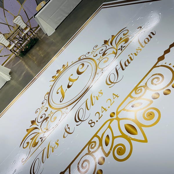 Custom Wedding Decal Dance Floor Wrap. Gloss Removable Vinyl. Monogram ...