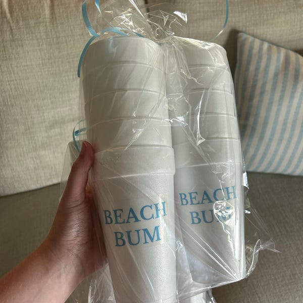 Personalized Styrofoam Cups, Beach Party Cups, Beach Cups - Foam Cups ...