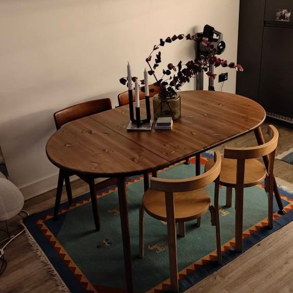 Extending Extendable Round Dining Table, Circular, Wooden Legs, Solid ...