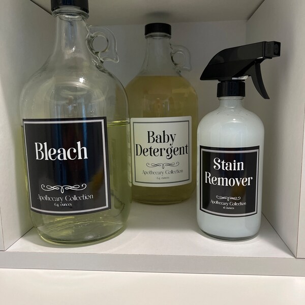 64-ounce Clear Glass Laundry Bottle | Apothecary Laundry Collection ...