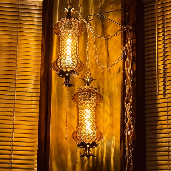 Stunning Real Blue Carnival Glass Vintage Hanging Swag Lamp Light - Etsy