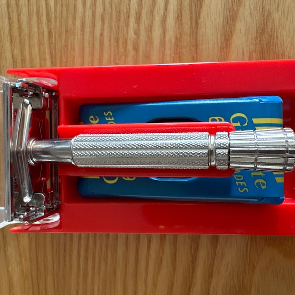 RARE 1930s BARBASOL Open Combo 3 Piece Dual Edge Vintage Safety Razor ...