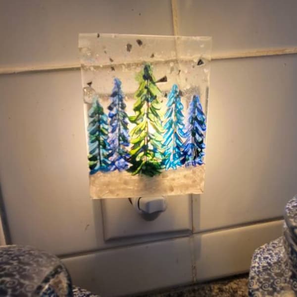 Evergreen Forest Night Light,winter Evergreen Trees, Plug in Nightlight ...