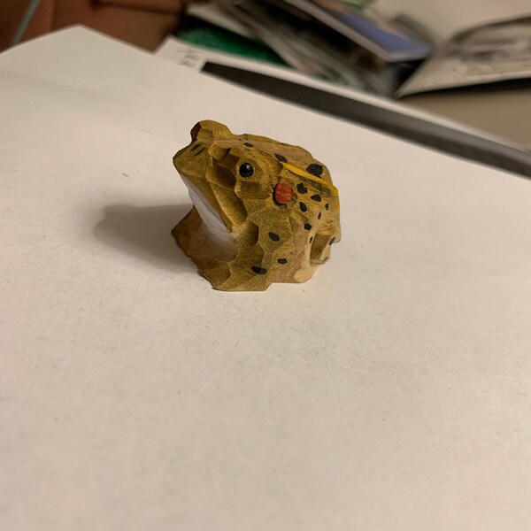 Toad Figurine Statue Decoration Small Animal Frog Art Sculpture Wood ...