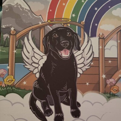 Rainbow Bridge Black Lab Angel Greeting Card - Etsy