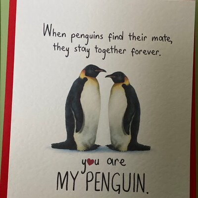 Penguin Valentines Card / Personalised Romantic Valentine's Day Card ...