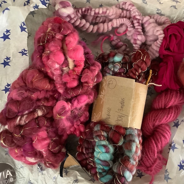 Super Chunky Hand Spun Knitting Weaving Art Yarn, Pink Orange Handspun ...