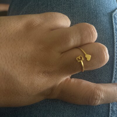 Dainty Initial Heart Ring in Rose Gold, Gold, Sterling Silver Mothers ...
