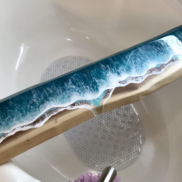 Live Edge Bath Board With Ocean Waves, Black Walnut Wood - Etsy