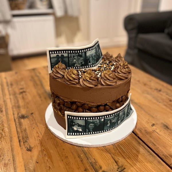 Edible Film Reel Icing Cake Wrap - Pre Cut. 3 Strips per Sheet (5 ...