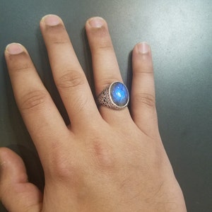 Flashy Blue Labradorite Men Ring Sterling Silver 925 Natural Stone All ...