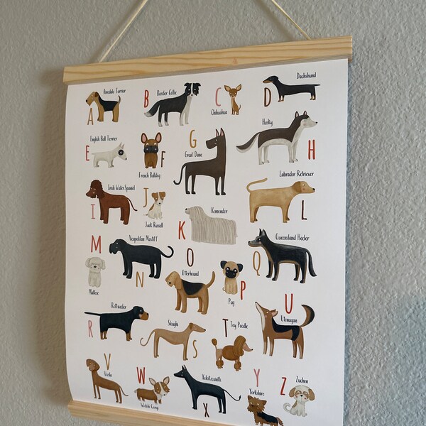 Printable Set ABC and Numbers Dogs Breeds, Dogs Alphabet for a Dog ...