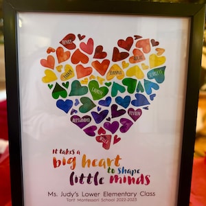 Custom Teacher Heart Printable Personalized Teacher Appreciation/class ...