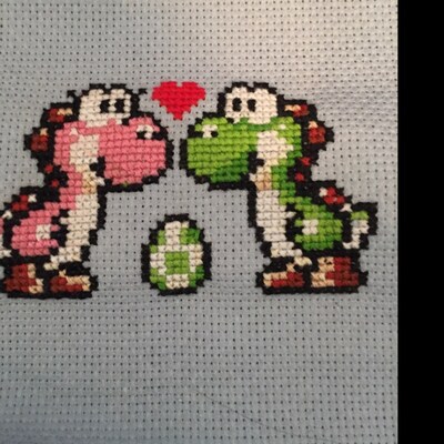 Yoshi in Love Cross Stitch Pattern - Etsy