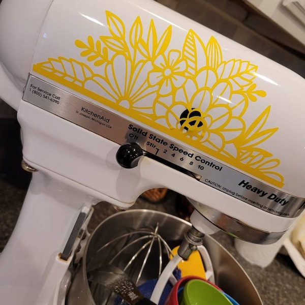 Floral Inspired Design Kitchenaid Mixer Decal Sticker| Kitchen Mixer ...