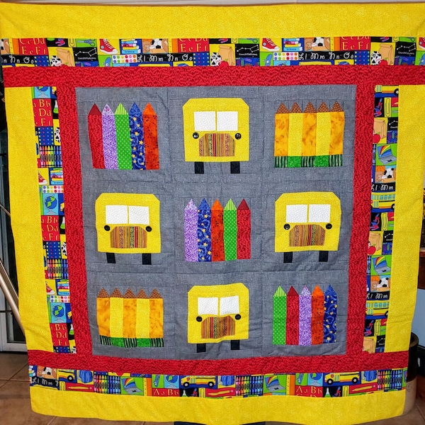 School Days Back to School Quilt Pattern, Pencils, Pieced and Applique ...