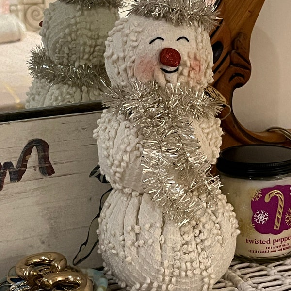 Vintage Chenille Snowmen- UPCYCLED Real Fur/tinsel - Etsy