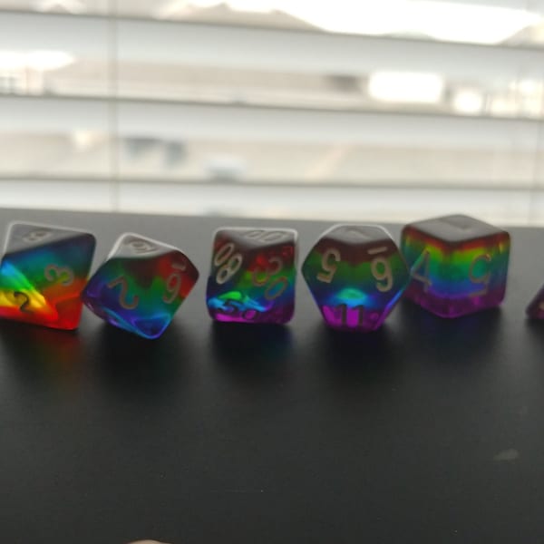 Resin Rainbow Dice - Dnd Dice Set - Polyhedral Dice Set - D&D Dice ...