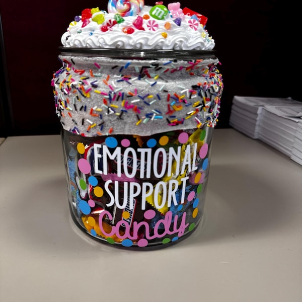 Personalized Funny Glass Candy Jar for Emotional Support, Custom Office ...