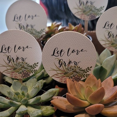 Let Love Grow Favor Tags Sticks, Watch Me Grow, Custom Tags, Reception ...
