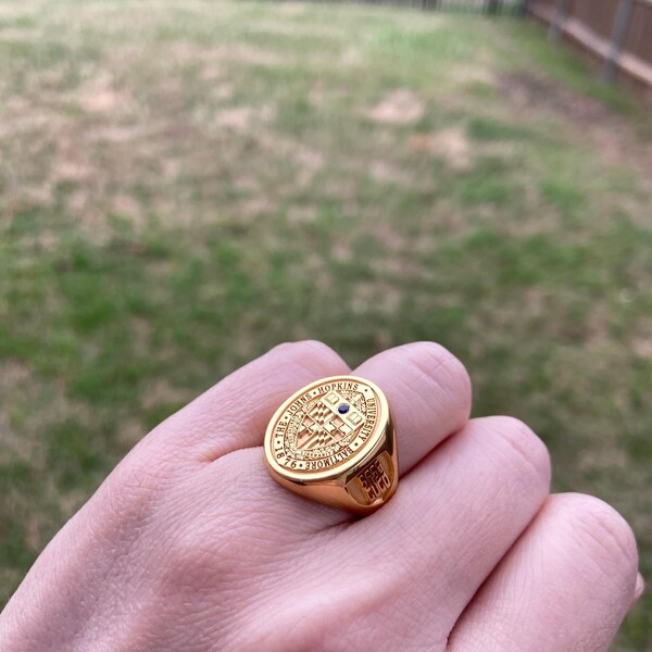 Silver University Signet Ring, Custom College Ring, Unisex Graduation ...
