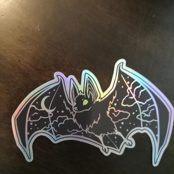 Holographic Bat Sticker - Etsy