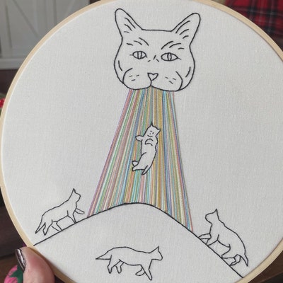 PDF Alien Cat Embroidery Pattern Cat Embroidery Pattern Embroidery ...