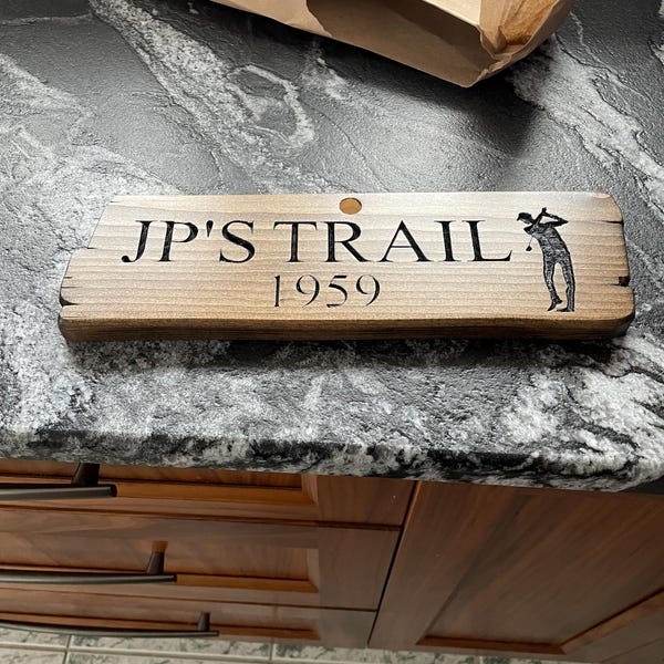 Personalized Rustic Trailer Carved Outdoor Sign With Camper and Trees ...