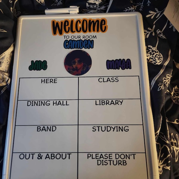 College Dorm Door Sign Dry Erase Board | Roommate Message Board ...