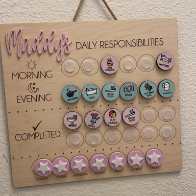 Personalized Childs Chore Chart With Pictures, Daily Toddler Routine ...