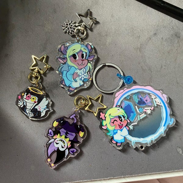Spamton Deltarune Angel Glitter Keychain - Epoxy Charm 1.5in. - Etsy Canada