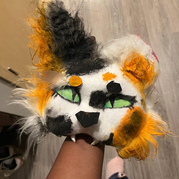 DIY Therian Cat Mask Kit Felted Plain White Blank Base Furry Fangs Eye ...