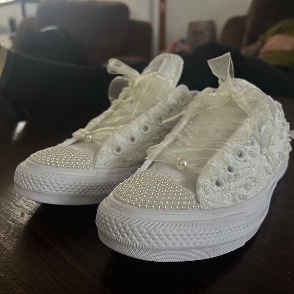 Ivory Wedding Converse for Bride, Custom Converse Shoes for Wedding ...