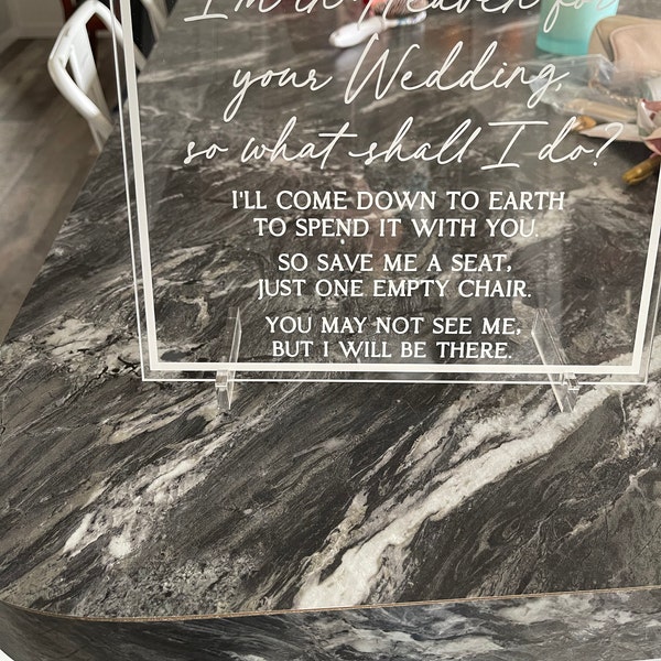 Wedding Memorial Table Sign Acrylic Sign for Tabletop Heaven Wedding ...