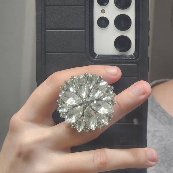 Phone Grip, Amethyst Rose Quartz Phone Holder, iPhone Holder, Natural ...