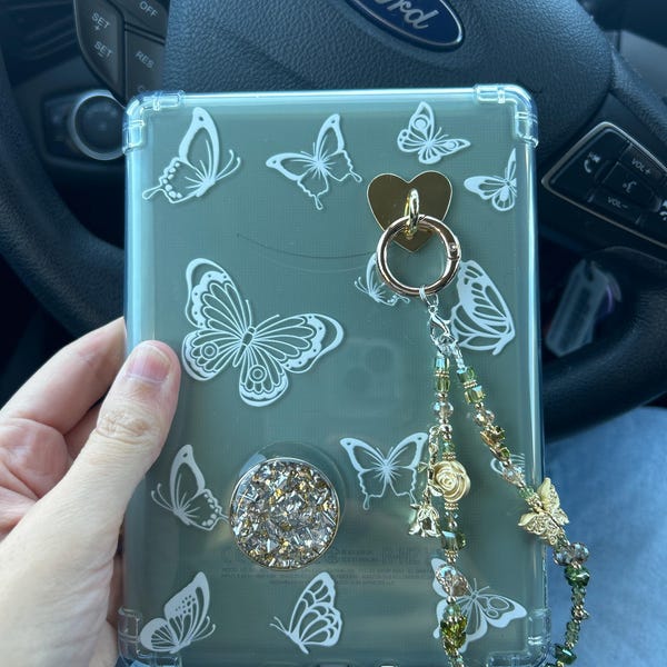 Phone Charm Silver Butterfly,black Bead Phone Strap Charm,unique Black ...