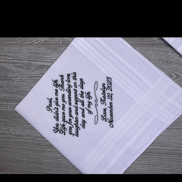 Stepdad Wedding Gift Personalized Handkerchief, Step Dad of the Bride ...