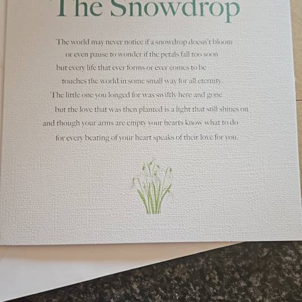 The Snowdrop Miscarriage Gift Card Baby Born Sleeping Sympathy ...